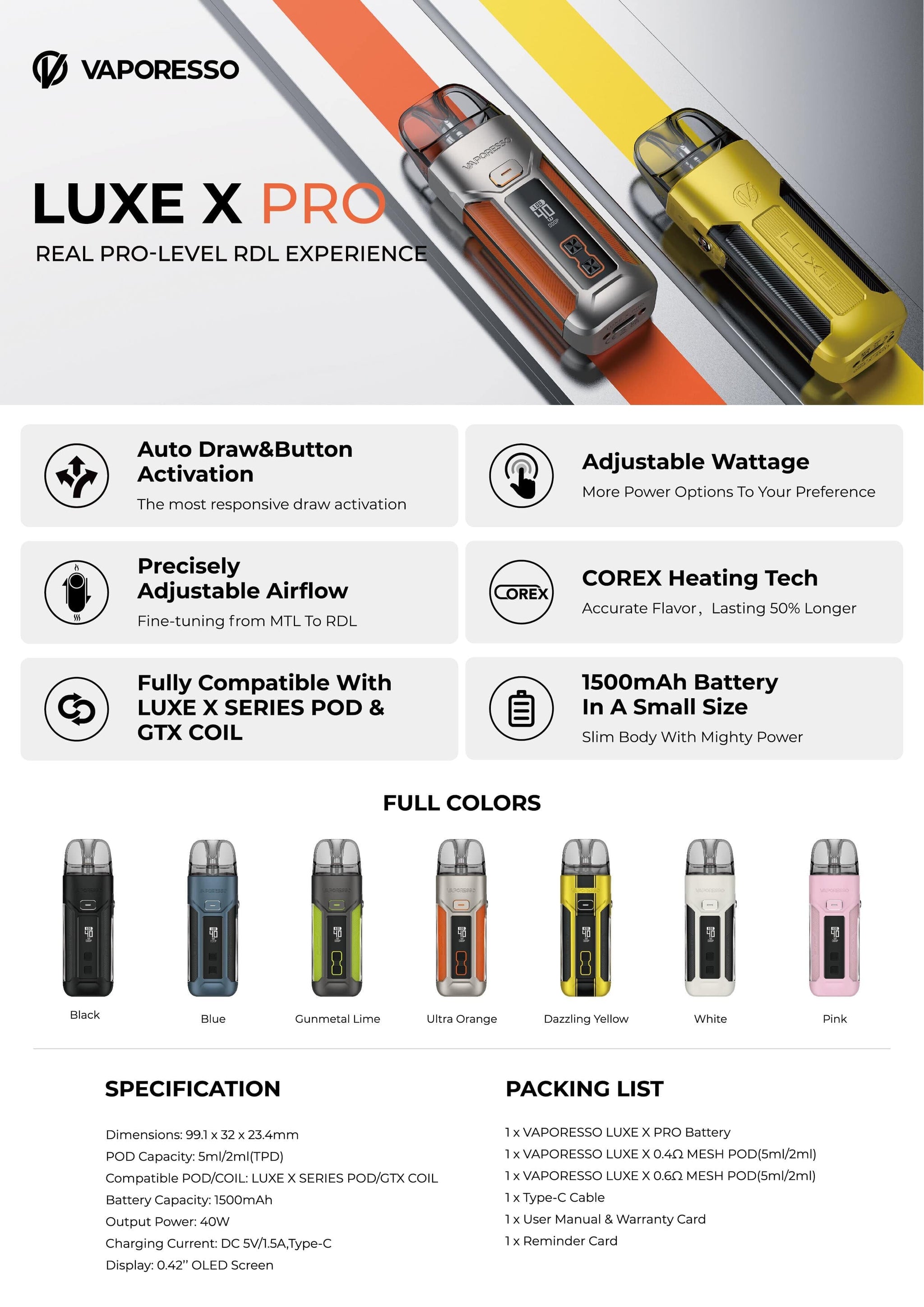 Vaporesso LUXE X Pro Pod System - Giant Vapes - Pod Kit